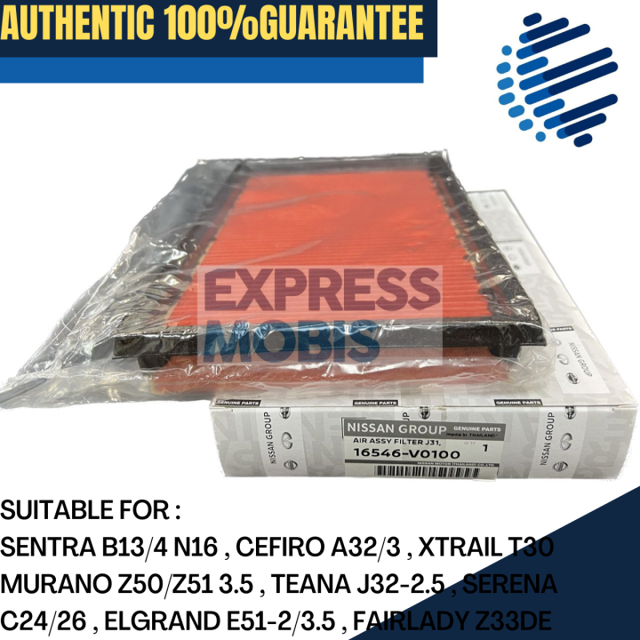 100% ORIGINAL NISSAN AIR FILTER 16546-V0100 SENTRA XTRAIL MURONA ...