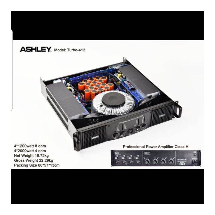 POWER AMPLIFIER ASHLEY TURBO 412/TURBO412 4CH 4 X 1200 WATT ORIGINAL ...