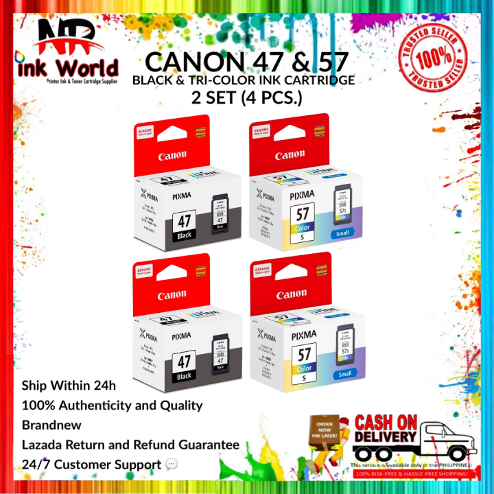 Canon Pixma 47 PG-47 and 57 CL-57 Original Ink Cartridge 2 Set (4 PCS.) | Lazada PH