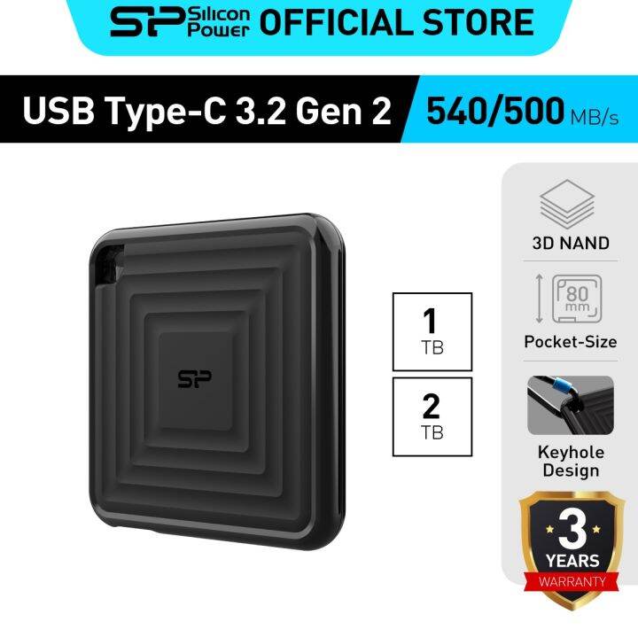 Silicon Power Portable SSD รุ่น PC60 USB 3.2 Gen 2 Type-C, Read 540MB/s Write 500MB/s - รับ ...