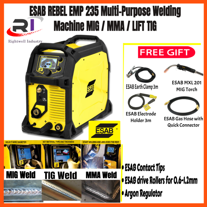 ESAB REBEL EMP 235 MIG / MMA / LIFT TIG MULTI-PURPOSE WELDING MACHINE ...
