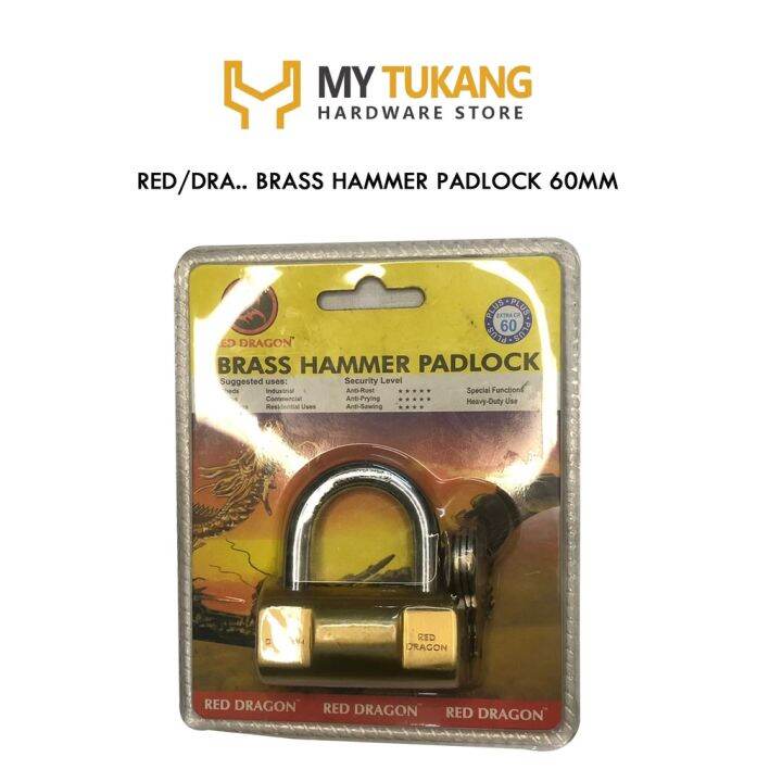 RED/DRA.. BRASS HAMMER PADLOCK 60MM | Lazada