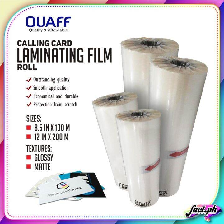 QUAFF Calling Card Laminating Film Roll Matte Glossy 25micron 8inches ...