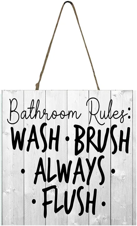 Funny Bathroom Mini Hanging wood sign Wash Brush Always Flush | Lazada PH