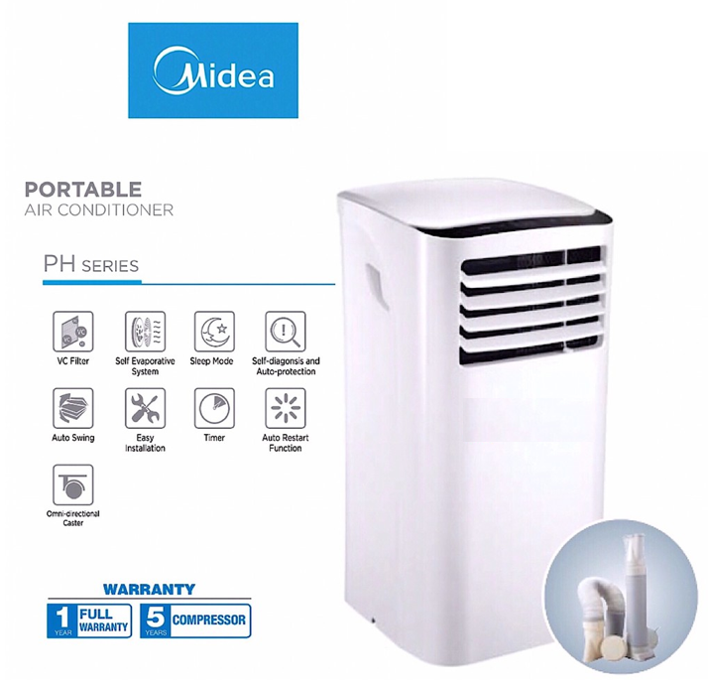 MIDEA 1HP Portable Air Conditioner Mobile Aircond - MPH-09CRN1 | Lazada