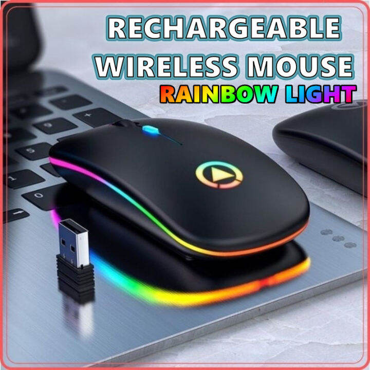 A2 Rechargeable Mouse Wireless Silent LED Backlit Mice USB Optical ...