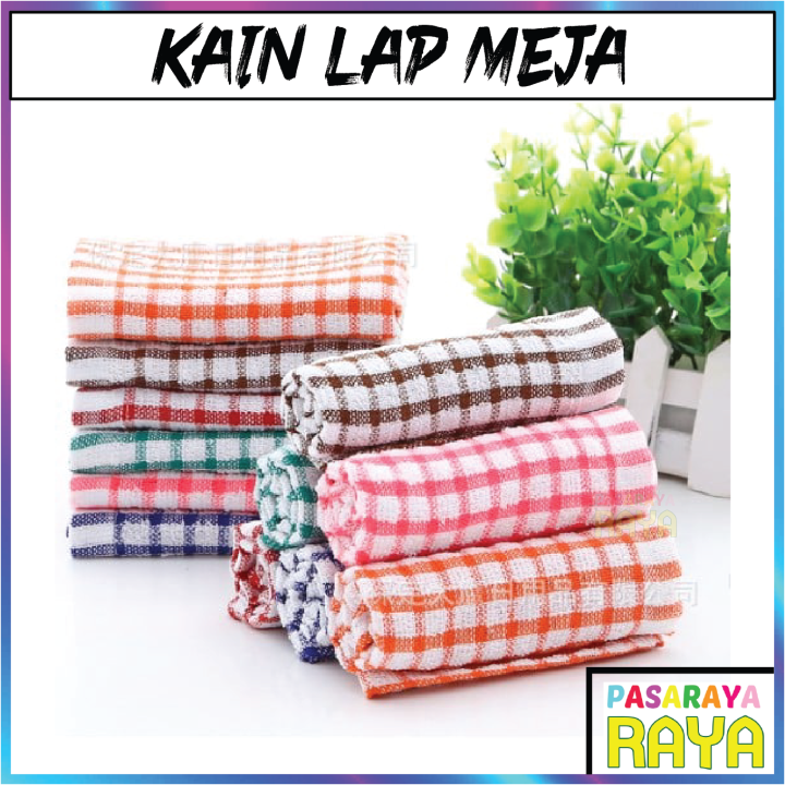 Kain Lap Meja yang Serap Air Kitchen Towels Small Grid Design Tuala ...