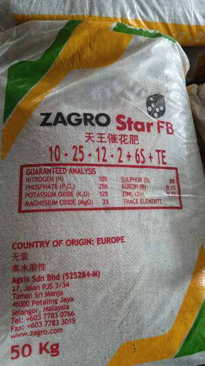 FERTILIZER ZAGROSTAR 10-25-12-2-6S+TE 1KG (REPACK) | Lazada