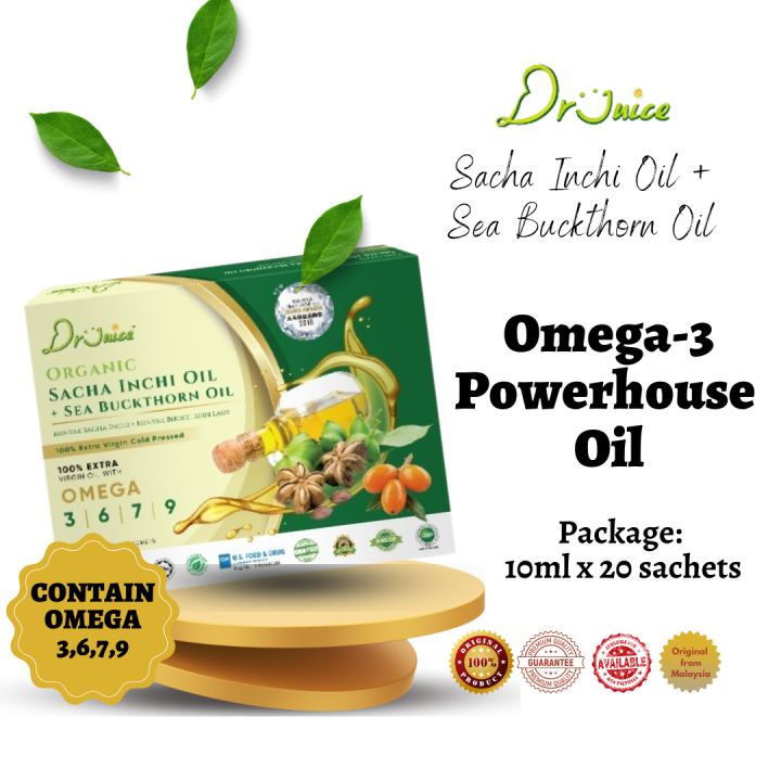 Sacha Inchi Oil + Sea Buckthorn Oil by Dr. Juice (10ml) | Omega 3-6-7-9 ...