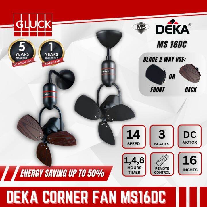 DEKA DESIGNER CORNER CEILING OR WALL FAN SPEEDO MDC3 16" (MATT BLACK ...