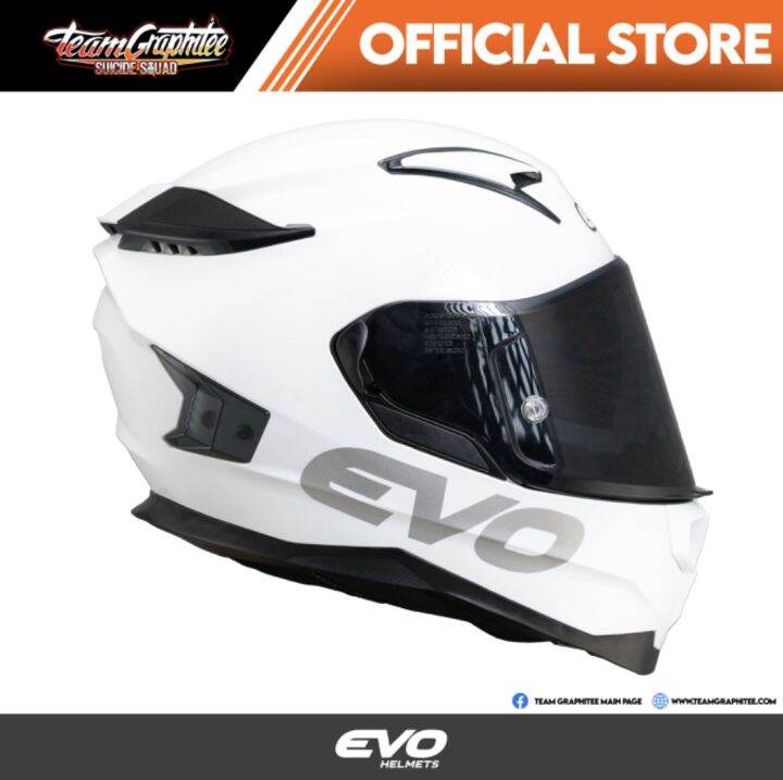 EVO AR-01 PEARL WHITE (SMOKE LENS) FULL FACE DUAL VISOR WITH FREE CLEAR ...