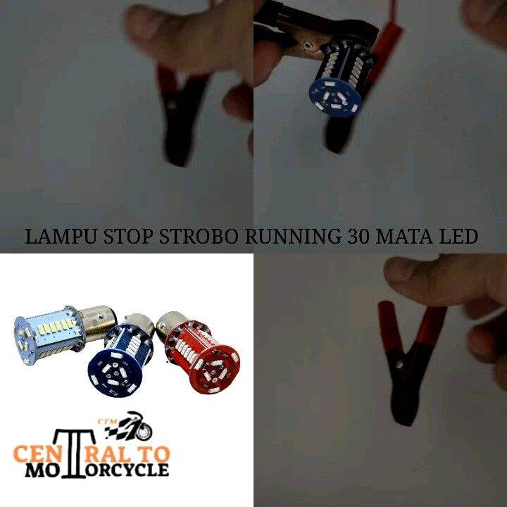 LAMPU STOP STROBO RUNNING 30 MATA LED FLASH (KEDIP-KEDIP) BISA AC/DC ...