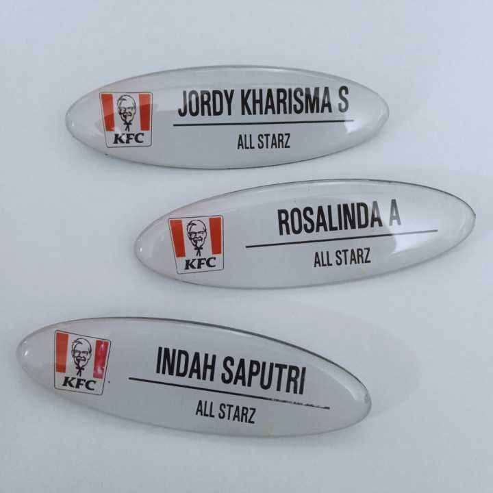 Nama Dada Name Tag Stainlees Oval 0.5 Magnet Custom | Lazada Indonesia