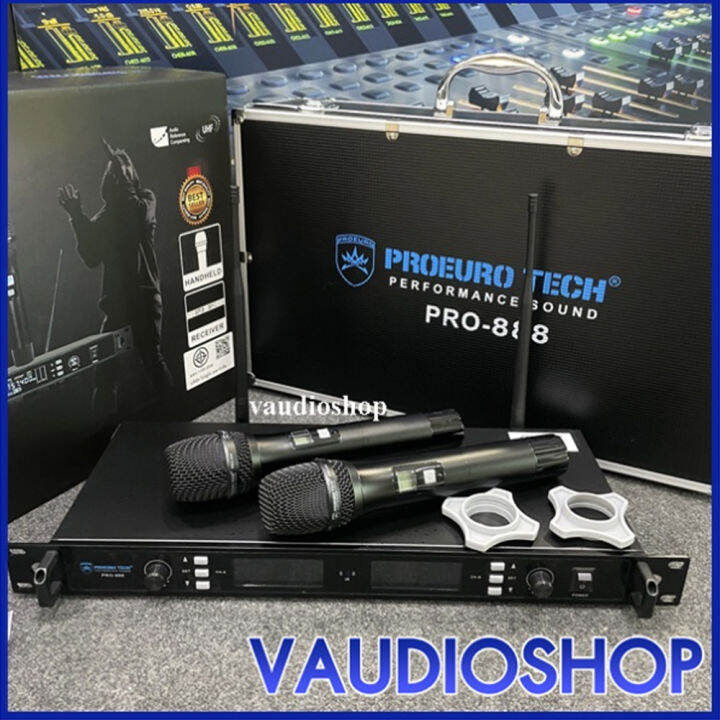 PROEUROTECH PRO-888 ถือคู่ UHF ไมค์ลอยถือคู่ จอ LED ปรับความถี่ได้ Wireless Mic โปรยูโรเทค ...
