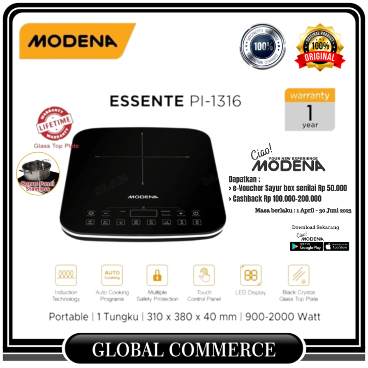 Modena Portable Induction Cooker PI 1316 Kompor Induksi PI 0316 ...