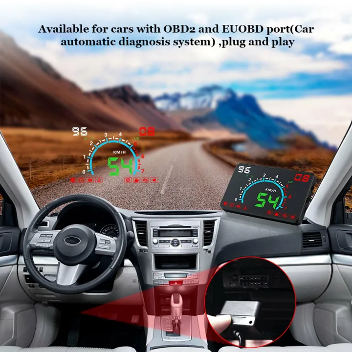 Car HUD Head Up Display OBD II OBD2 Auto Gauge 5.8 Dash Screen Speeding ...
