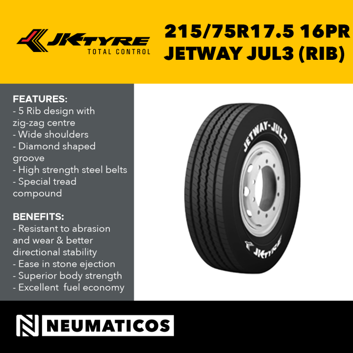 JK Tyre 215/75 R17.5/16PR JetWay JUL3 Light Truck Radial LTR Tires Made ...