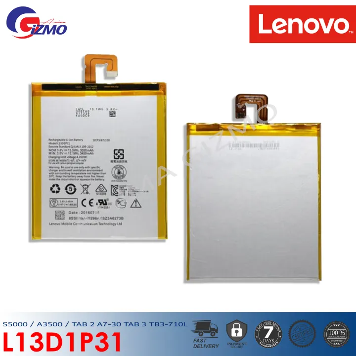 Lenovo A7-50 A3500 / A7-30 S5000 Built-in Battery Model L13D1P31. AMIMA ...