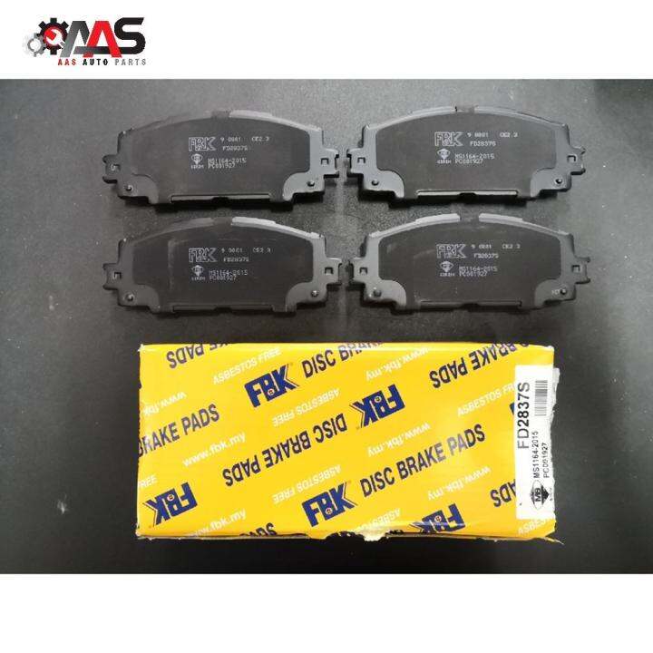 BRAKE PAD Perodua Alza 2014 Toyota Vios NCP93 Front FBK FD2837S | Lazada