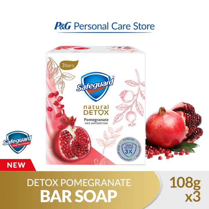 Safeguard Detox Face and Body Bar Pomegranate 108g x 3 | Lazada PH