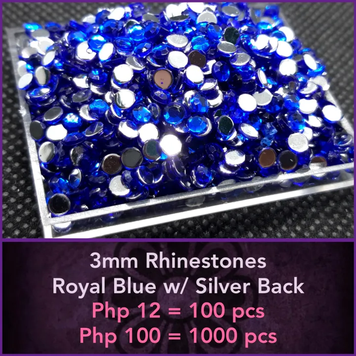 3mm Rhinestones - Royal Blue w/ Silver Back (100pcs) | Lazada PH