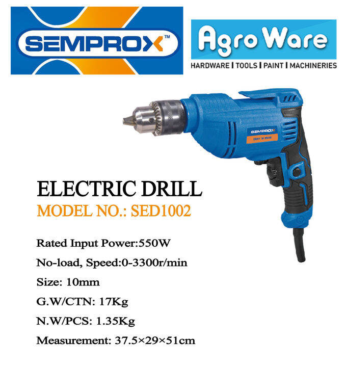 SEMPROX Industrial Electric Drill With Key Chuck SED1002 | Lazada