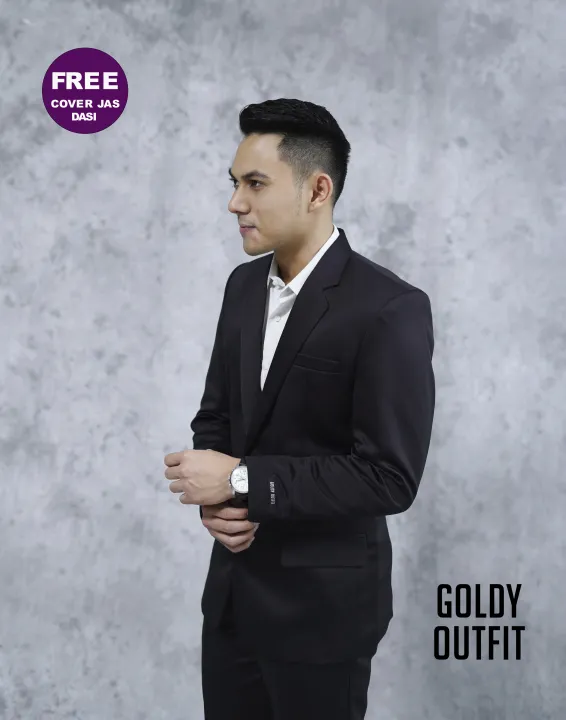 GOLDY OUTFIT - Jas Pria - Jas Hitam | Lazada Indonesia