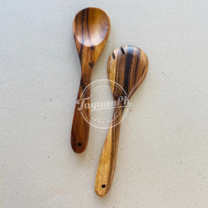 Wooden Spoon and Fork made from Acacia - Ladle Cooking Utensils best ...