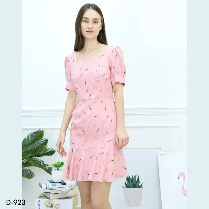 VERONIQA Dress AM-D923 BY AMILA พีชสกิน IGPU21-4 | Lazada.co.th