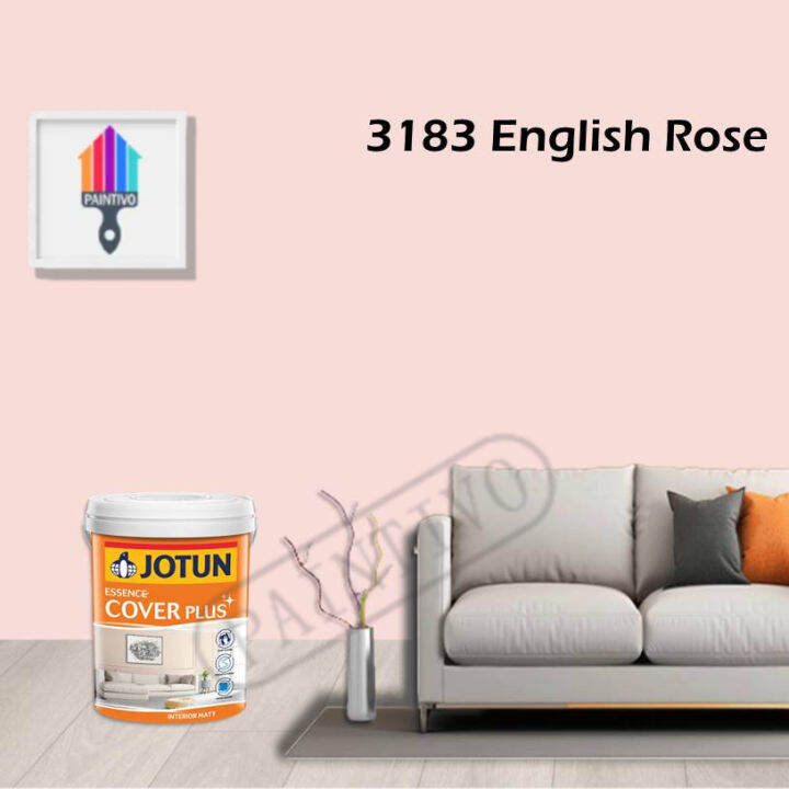 3183 English Rose 5L Jotun Essence Cover Plus Matt Pink Colour Interior Wall Paint Easy Wash Cat ...