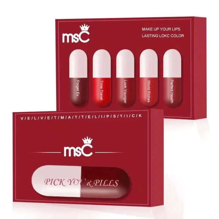 Fly Word MSC Velvet Matte Mini Capsule Lipstick (5 pcs) - Gift Set ...