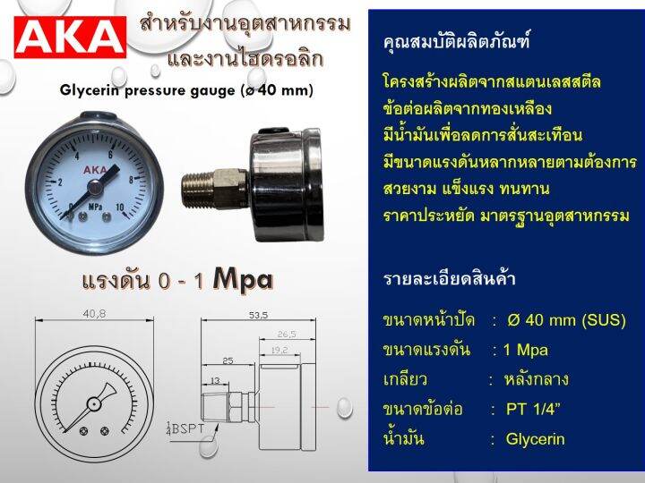 PRESSURE GAUGE 1 Mpa, 2.5 Mpa, 4 Mpa, 6 Mpa, 10 Mpa, 16 Mpa, 25 Mpa, 40 Mpa | Lazada.co.th