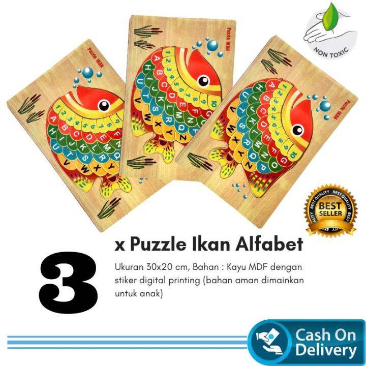 3 Puzzle Kayu Ikan Alfabet | Lazada Indonesia
