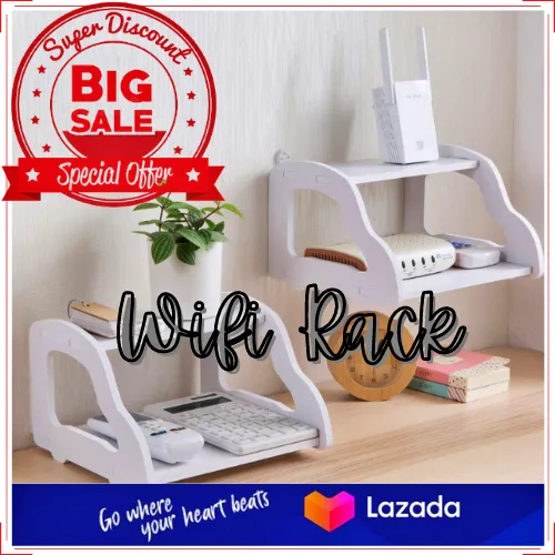 Storage Rack Display Holder Double Floating Wall Mount Shelf Wood Desk ...