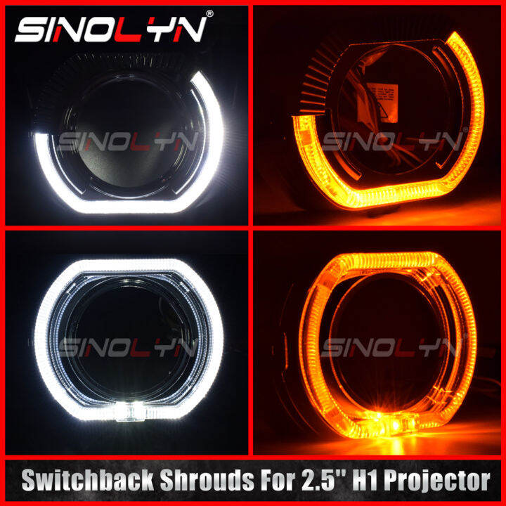 Sinolyn Projector Shrouds LED Angel Eyes Halo Turn Signal Switchback ...