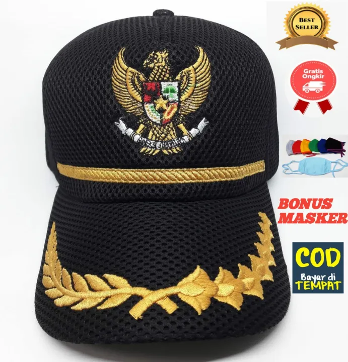 (BONUS MASKER) - TOPI CAP LOGO GARUDA LAMBANG INDONESIA BORDIR RAPI ...