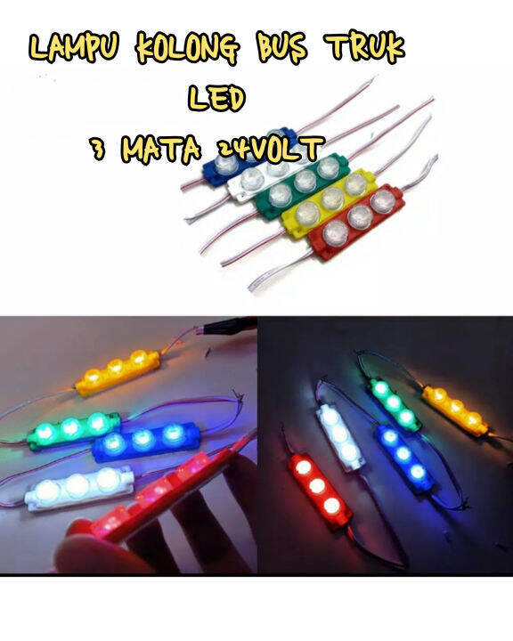 Lampu Kolong Bus Truk LED 3 Mata 24volt Harga 1 Pcs Bisa Pilih Warna ...