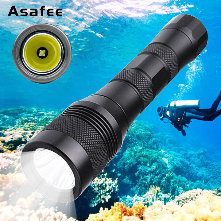 Asafee DIV01 Portable Professional Scuba Diving Torch Underwater 200M ...