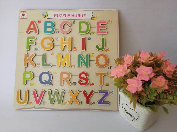 Puzzle Kayu Mainan Edukasi Anak Wooden Toys 3D Mengenal Huruf Abjad ...