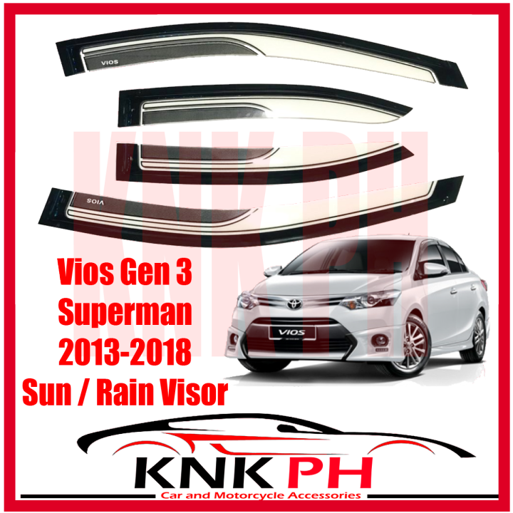Toyota Vios Gen 3 Superman 2013-2018 Rain Visor Two Tone Rain Sun ...