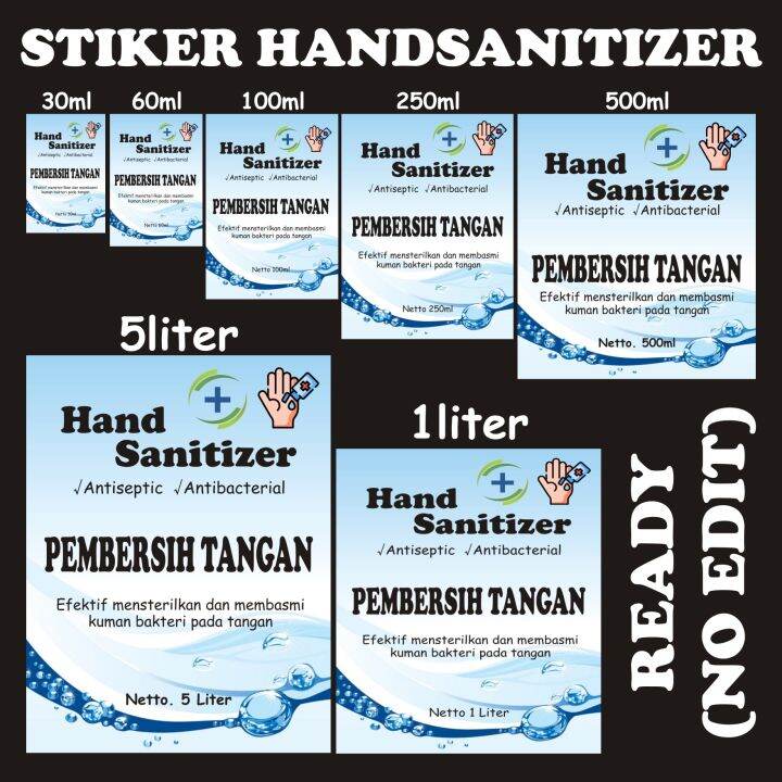 ISI 10 STIKER HAND SANITIZER BIRU BOTOL LABEL HAND SANITIZER STIKER ...