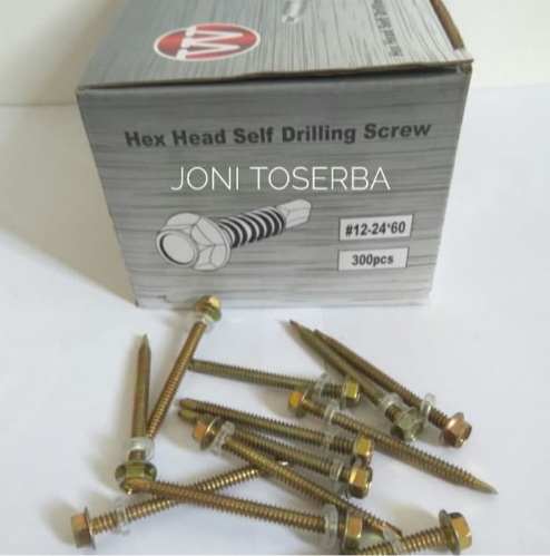 Skrup Drilling Sekrup Hex Head Self Drilling 12 x 60 300pcs | Lazada ...