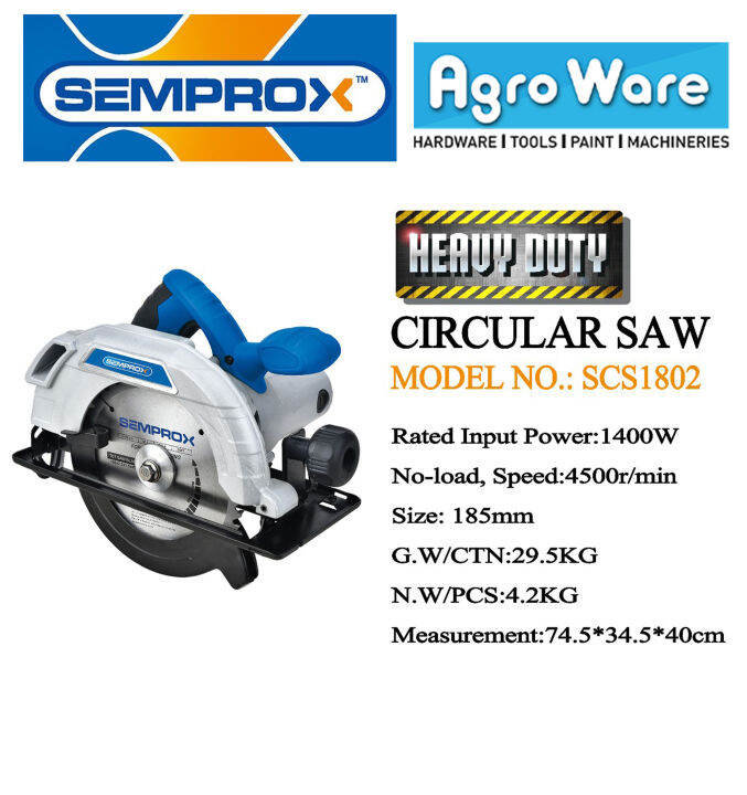 SEMPROX Industrial Heavy Duty Circular Saw SCS1802 | Lazada