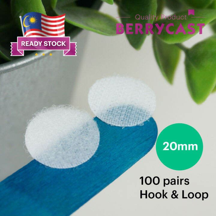 20mm Magic Sticky Self Adhesive Round Velcro Dot (100 pairs) - White ...