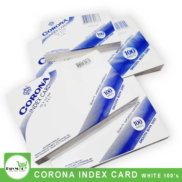 CORONA INDEX CARD 3”x 5” 100 SHEETS ( PLAIN WHITE ) | Lazada PH