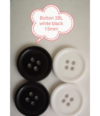 Butang 28L 15mm putih dan hitam | Lazada