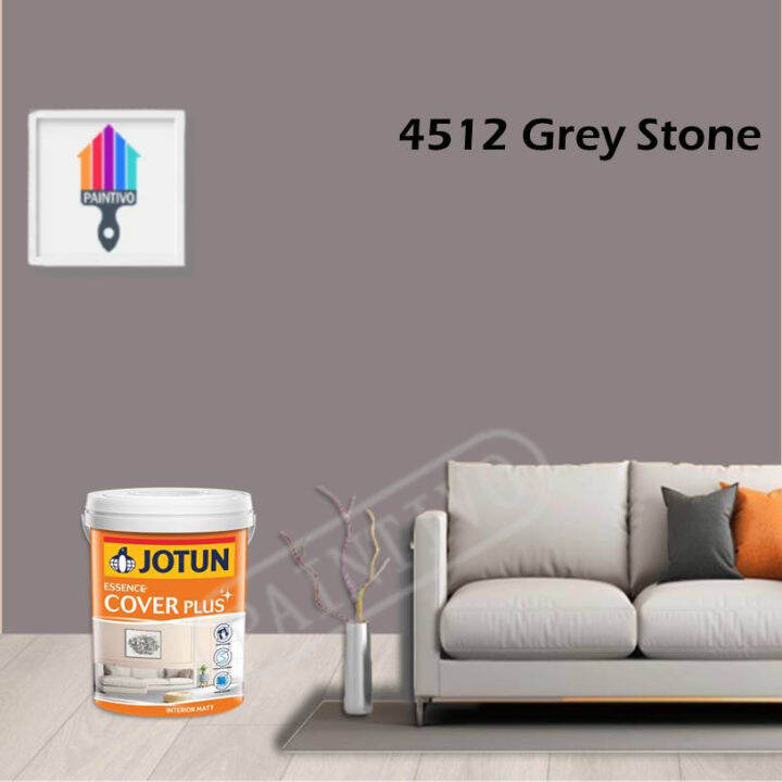 4512 Grey Stone 1L Jotun Essence Cover Plus Matt Colour Interior Wall Paint Easy Wash Cat ...