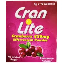 Cran Lite Cranberry 830mg effervescent powder 5g X 12 sachets | Lazada