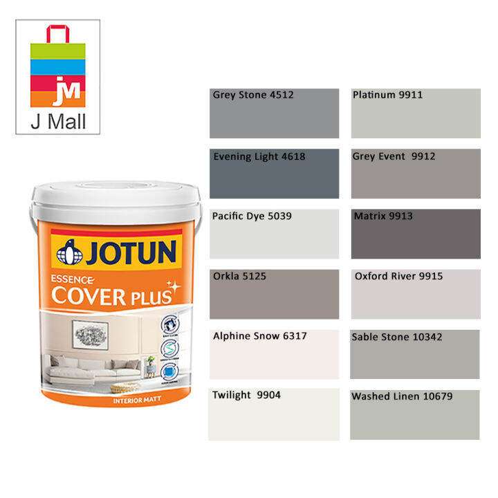 *📌📌* (4512-10679) 1L Jotun Paint Essence Cover Plus Matt Shades of Grey | Lazada