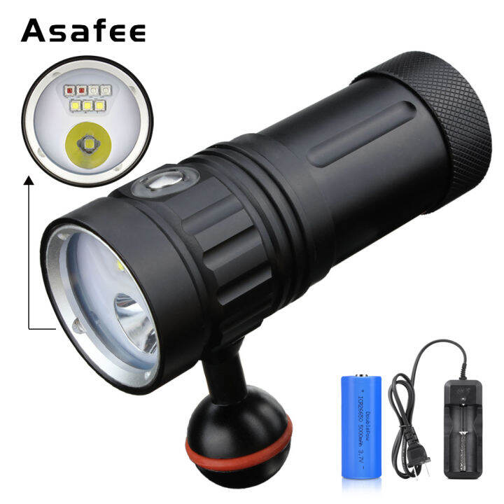 Asafee DR08 5000LM Diving Video Light XP-L2 Blue red white LED Lamp ...